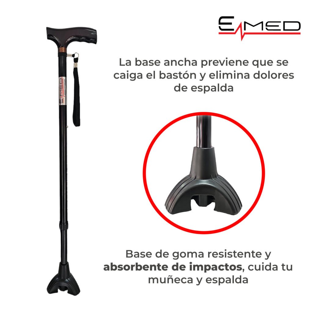 Baston Ligero Con Base Tripode y Mango tipo de Madera